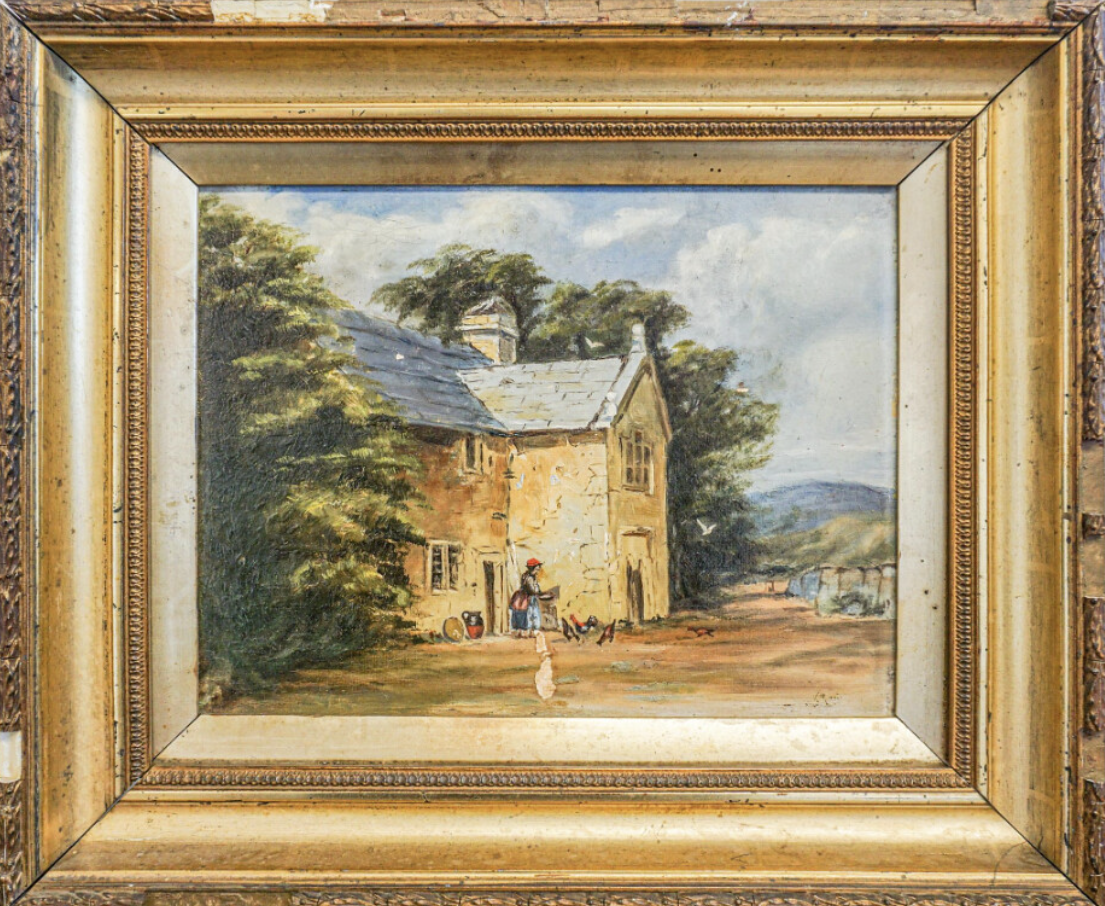Antique "Feeding the Chickens" Original Art – Chartreuse & co